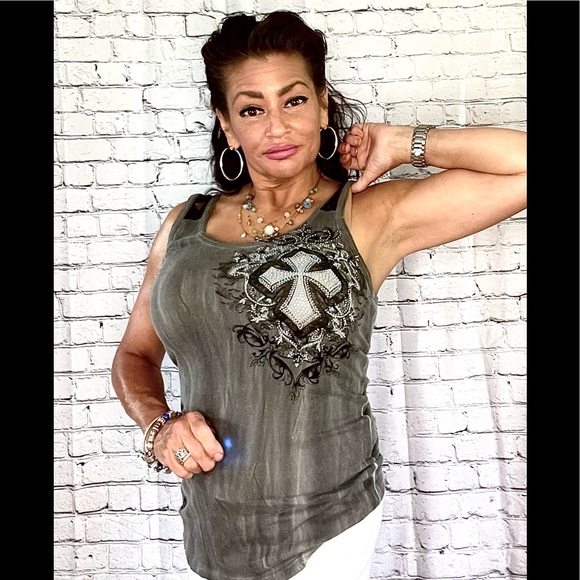 Vocal | Tops | Vocalbuckle Tank Top Sequins On Front Side And Most Of ...